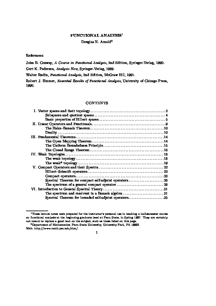 Functional Analysis by Douglas Arnold PDF download Functional Analysis by Douglas Arnold PDF download