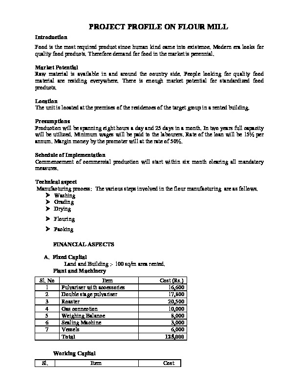 Project Report on Flour Mill PDF download Project Report on Flour Mill PDF download
